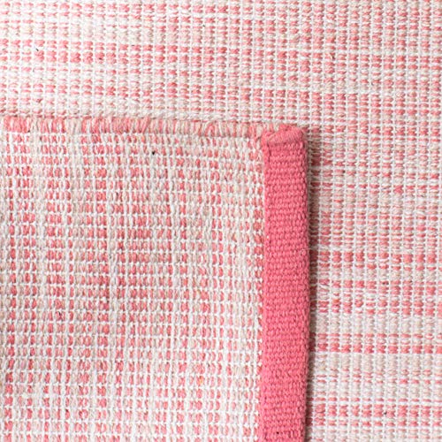 SAFAVIEH Montauk Collection Area Rug - 8' x 10', Pink & Fuchsia, Handmade Flat Weave Cotton, Ideal for High Traffic Areas in Living Room, Bedroom (MTK250U)