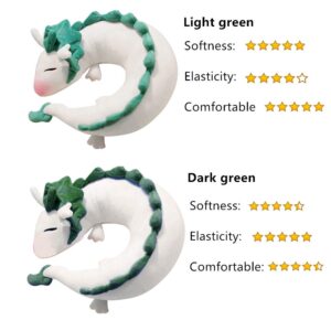 ForBEST Dragon U-Shape Pillow Plush Doll Toy Neck Pillow Anime Cute Soft Little White Dragon Best Gift for Kids (Dark Green)