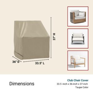 Formosa Covers | Patio Outdoor Club Chair Cover with Adjustable Peel and Secure Fasteners - for Furniture 33.5" Wx36 Dx37 H' (Taupe)