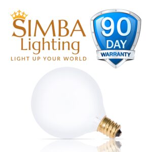 Simba Lighting Small Globe G16.5 Round Bulb 40W E12 Candelabra Base (10 Pack) for Chandelier, Ceiling Fan Light, Decorative Vanity Lights, Wall Sconce, Frosted Glass 120V, 2700K Warm White Dimmable