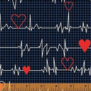 windham fabrics calling all nurses heart beat black fabric by the yard