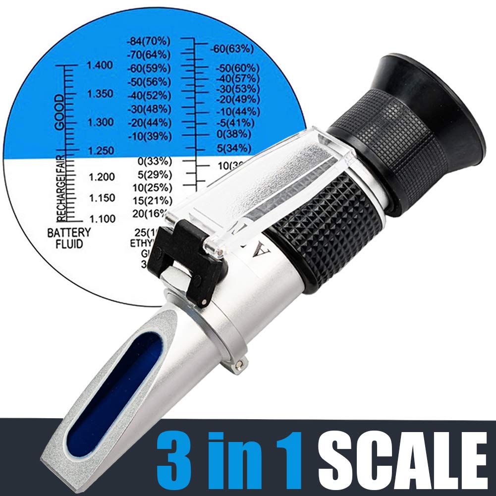 SMARTSMITH Antifreeze Refractometer Displaying in Fahrenheit for Checking Freezing Point of Automobile Antifreeze Systems and Battery Fluid Condition. Battery Acid, Glycol, Coolant, Antifreeze Tester