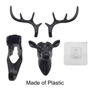 Sipery 2Pcs Deer Head Hooks Self Adhesive Deer Antler Hooks Hanger Decorative Animal Wall Key Holders for Home or Office