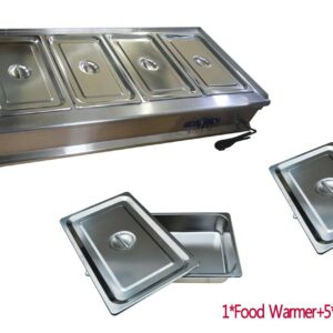 INTBUYING 5-Pan Restaurant Steam Table Bain-Marie Buffet Food Warmer