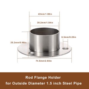 Pxyelec Stainless Steel Closet Rod Flange Holder for Diameter 1.5 inch (38mm) Steel Pipe, Pack of 2