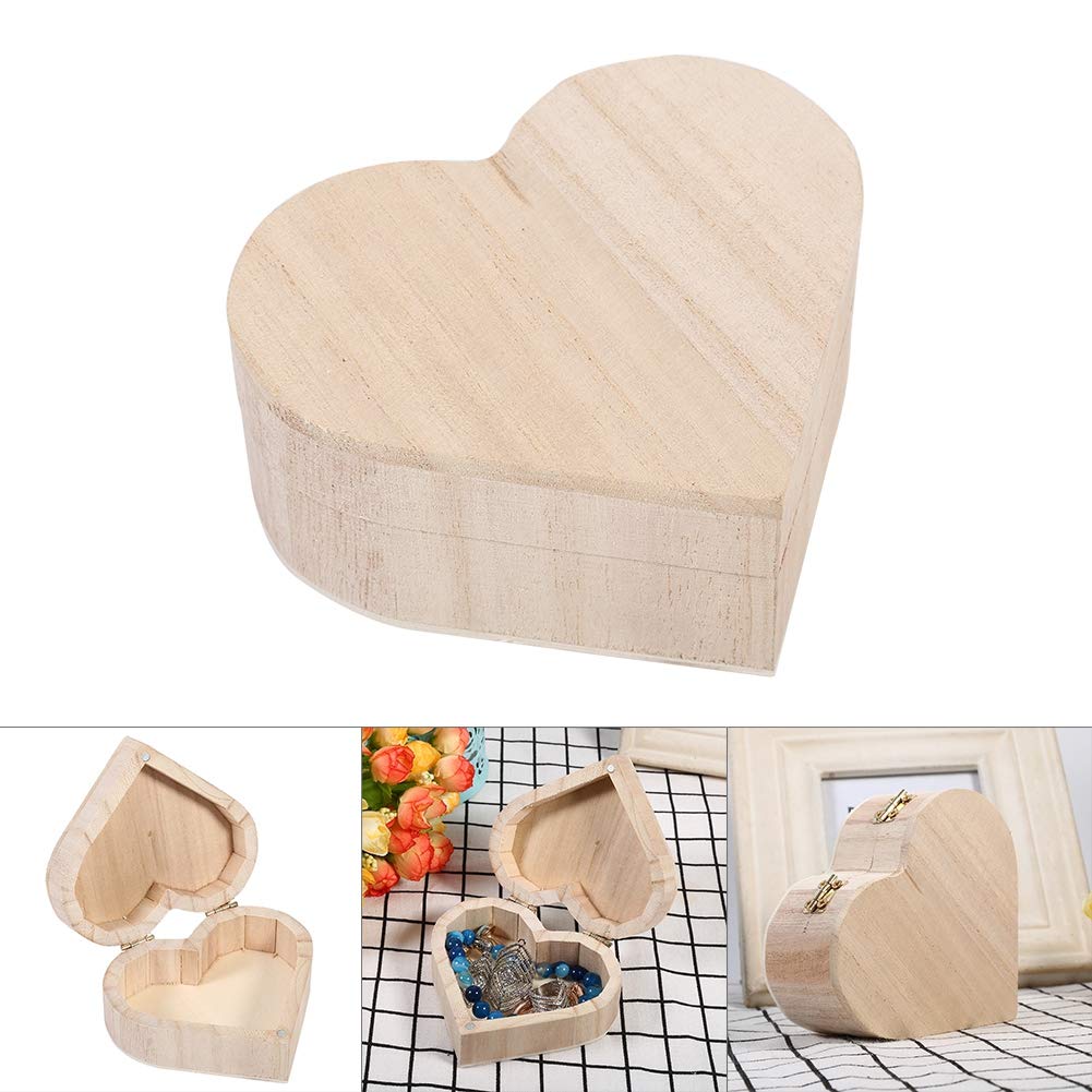 Heart-shaped Wooden Box, New Lovely Wooden Heart-shaped Jewelry Storage Box Packaging Carrying Case Craft Decoration Hot for Packaging Jewelry, Small Gifts