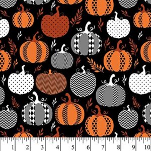 halloween designer pumpkins cotton fabric - 1-yard precuts