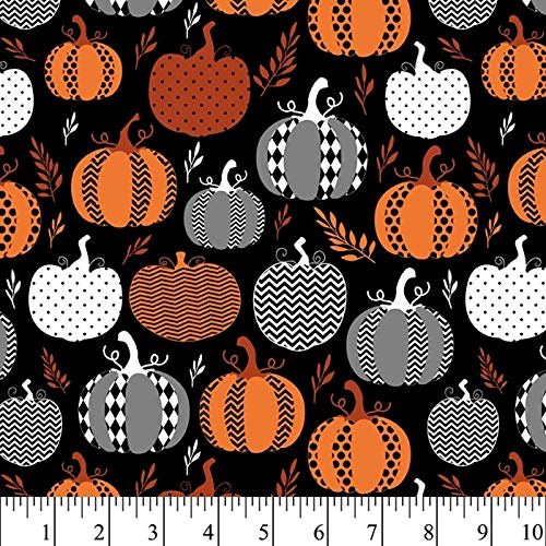 Halloween Designer Pumpkins Cotton Fabric - 1-Yard PRECUTS