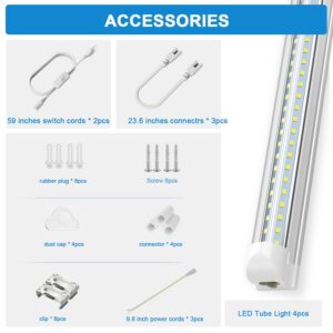 SHOPLED 3FT LED Shop Light, 30W 4000LM 5000K Daylight White, V Shape, Linkable T8 Ceiling Light Fixtures, 3 Foot LED Tube Lights for Workshop, 4 Pack