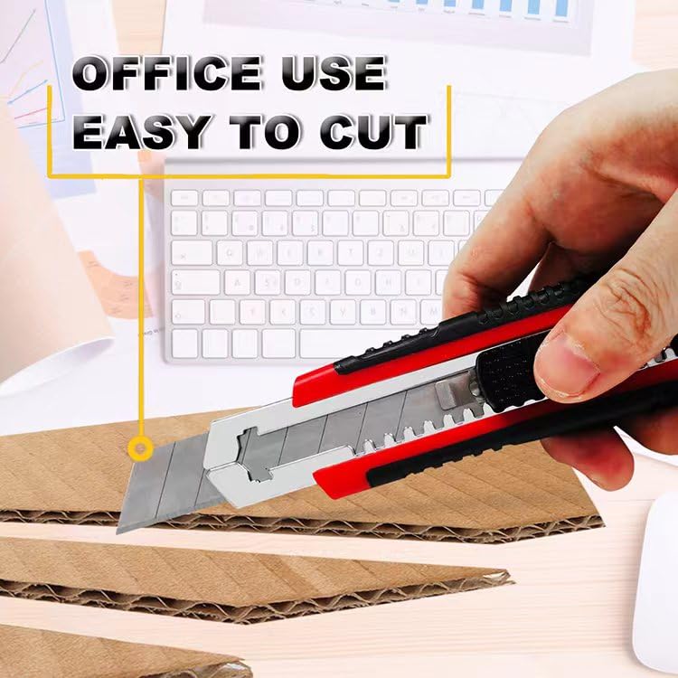 Utility Knife - Retractable Box Cutter Utility Knife for Cartons,Cardboard and Boxes, 5pcs Sharp Rust Proof Razor Snap Off Blades Set,Smooth Mechanism, Perfect for Office and Home Use