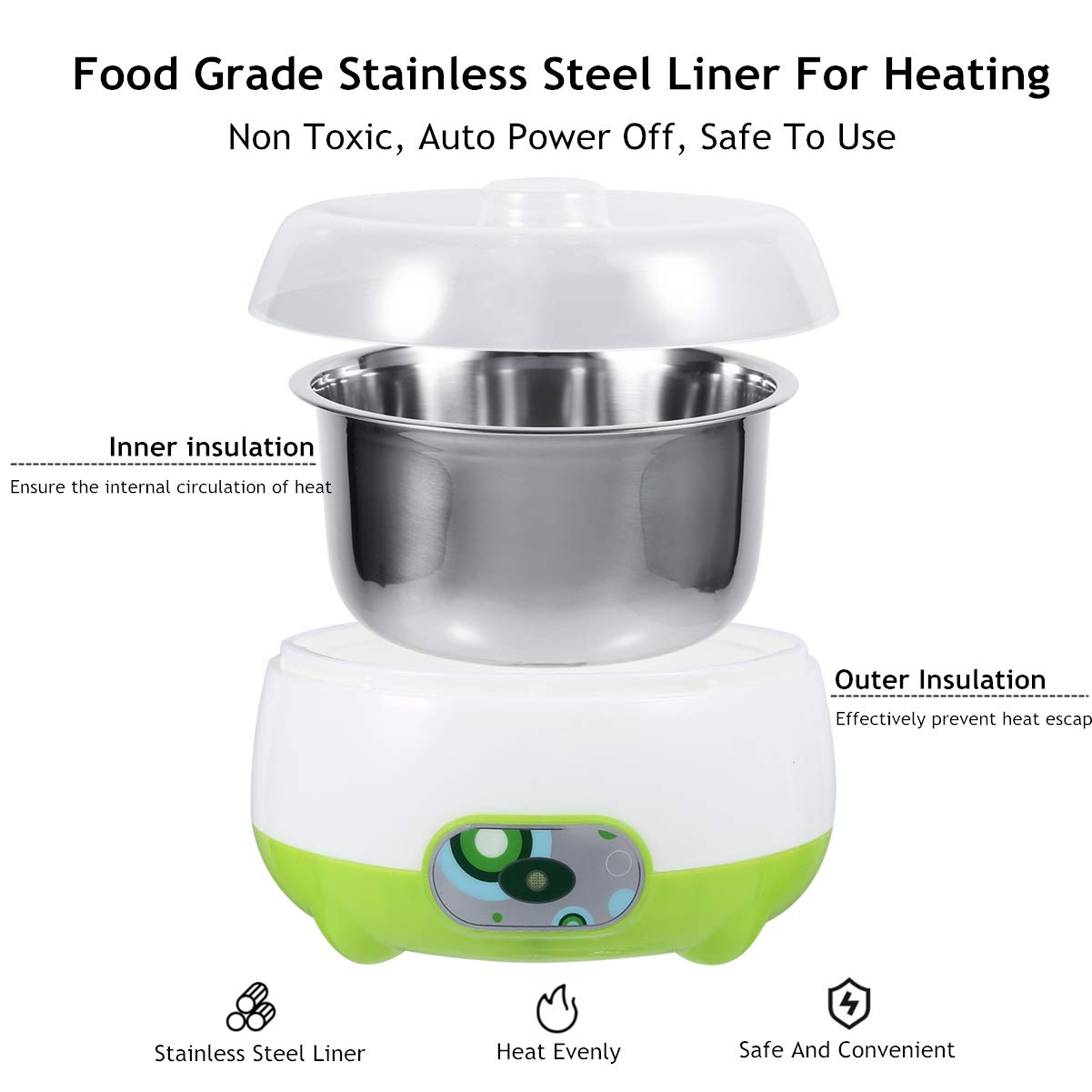 Yoghourt Machine, 1L Automatic Digital Yogurt Maker, Stainless Steel Liner Yogurt Maker Machine, Home DIY Yoghourt Container Yogurt Maker(Green)