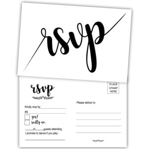 antgiftshop 50 pack rsvp postcards, blank response card no envelopes needed for wedding, rehearsal dinner, baby shower, bridal shower, birthday, engagement, bachelorette party invitations.