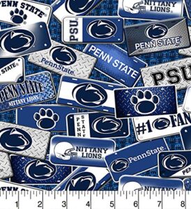 sykel enterprises penn state university cotton fabric license plate design-newest pattern-sold by the yard-sykel ncaa cotton fabric