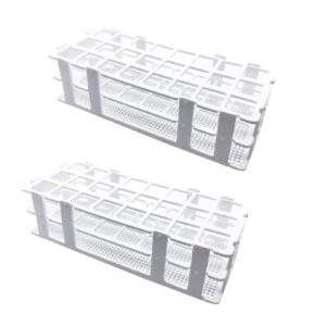 luckkyme plastic test tube rack 2 pack 24 holes lab test tube rack holder for 25mm and below the test tubes, detachable, white