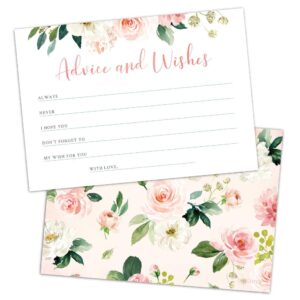 set of 50 advice and wishes cards - double sided floral cards, perfect for the bride and groom, baby shower, bridal shower, wedding shower, graduation party, retirement party, anniversary