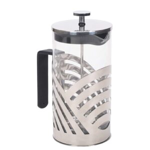 elanze designs chrome 1 liter large glass and stainless steel french press coffee and loose leaf tea maker