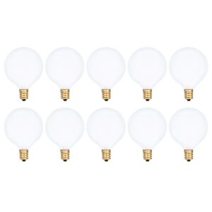 simba lighting small globe g16.5 round bulb 40w e12 candelabra base (10 pack) for chandelier, ceiling fan light, decorative vanity lights, wall sconce, frosted glass 120v, 2700k warm white dimmable