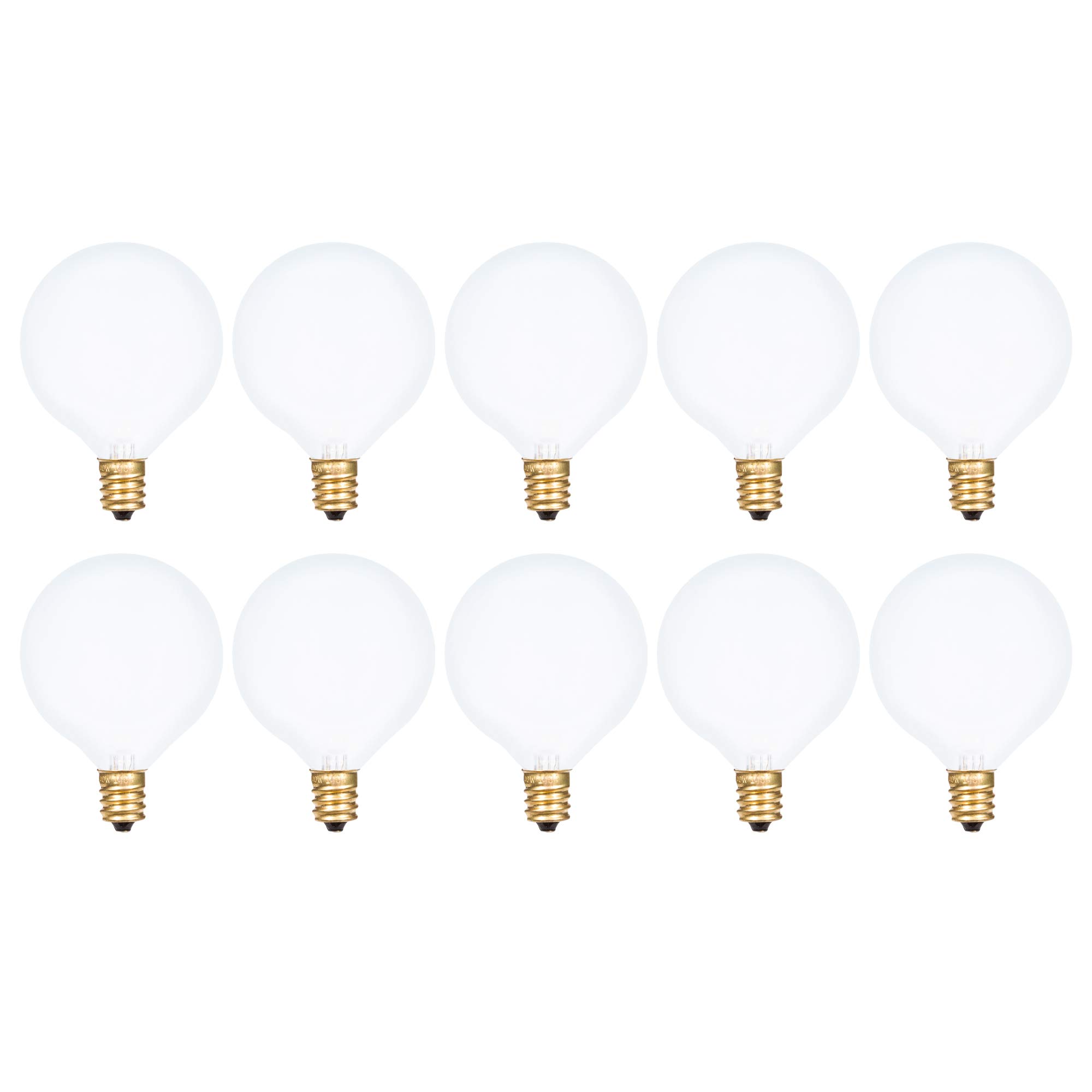 Simba Lighting Small Globe G16.5 Round Bulb 40W E12 Candelabra Base (10 Pack) for Chandelier, Ceiling Fan Light, Decorative Vanity Lights, Wall Sconce, Frosted Glass 120V, 2700K Warm White Dimmable