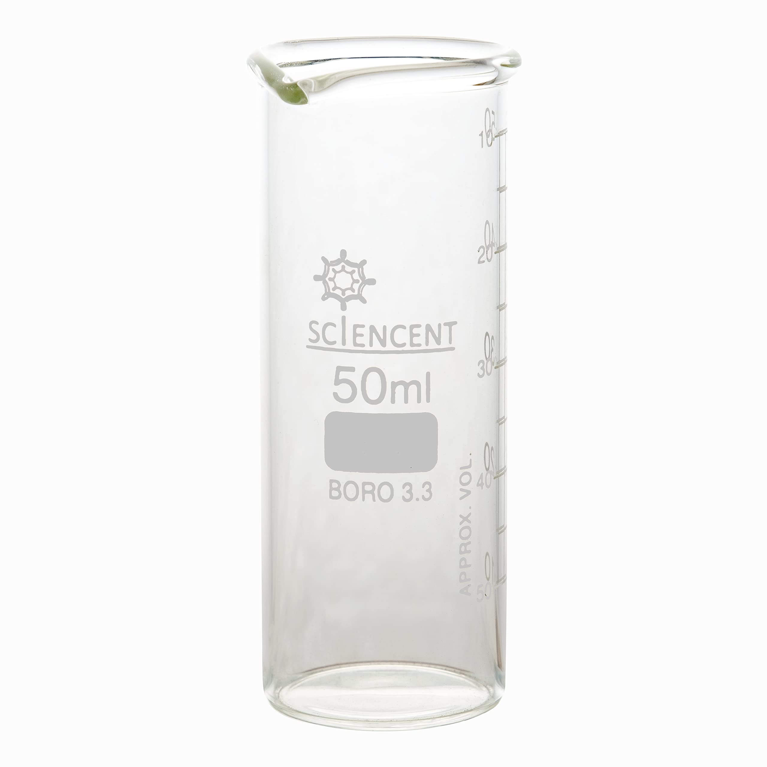 Sciencent Glass Beakers (50ml Tall Form)