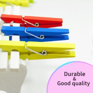 Faxco 60 Pcs 2.8'' Colored Wooden Clothespins, Photo Paper Peg Hang Pins, DIY Photo Clips,Birch Wooden Pins for Balloons,Colorful Flags,Banners,Crafts