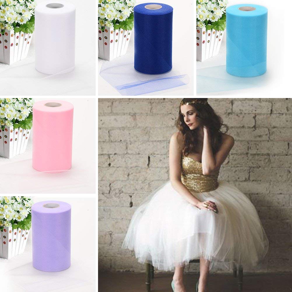 White Tulle Spool 6 Inch x 100 Yards for Tulle Decoration