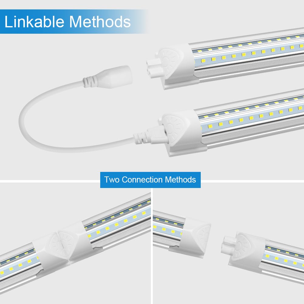 SHOPLED 3FT LED Shop Light, 30W 4000LM 5000K Daylight White, V Shape, Linkable T8 Ceiling Light Fixtures, 3 Foot LED Tube Lights for Workshop, 4 Pack