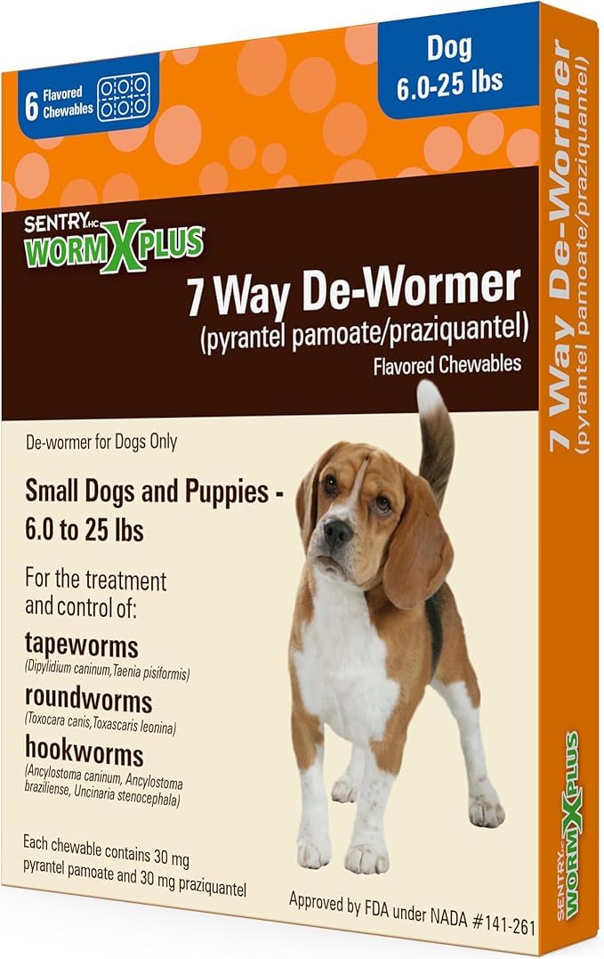 Sentry Worm X Plus 7 Way DeWormer Small Dogs (6 Count), Pack of 3