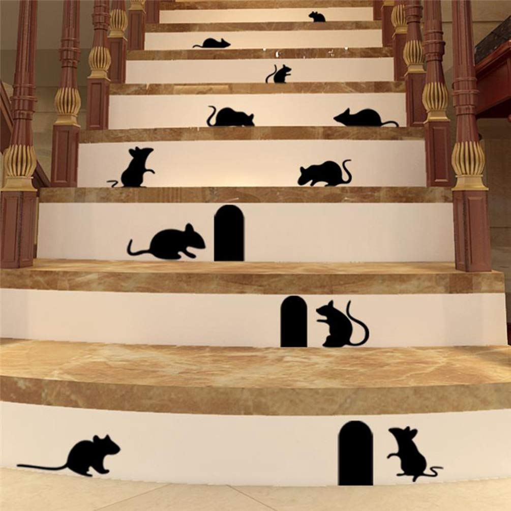 SUPVOX 4 Sets Halloween Sticker Mouse Pattern PVC Wall Stickers Wall Decal Removable Wall Art Stickers