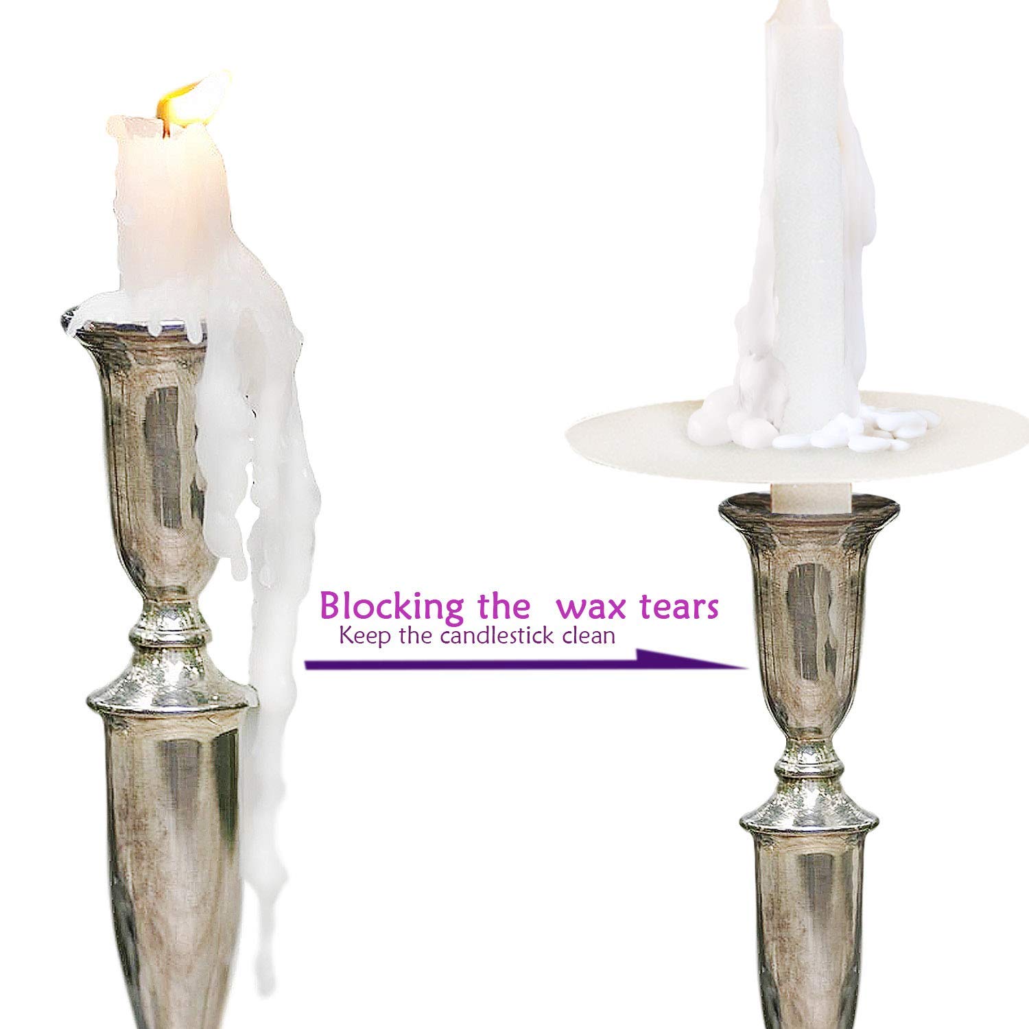 Howemon 150 Church Candles with Drip Protectors for Devotional Candlelight Vigil Service, Box of 150 Candles, Unscented White 5" H X 1/2" D, No Smoke