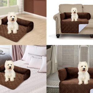 Brilliant Sunshine Premium Chocolate Silky Velvet Pet Sofa Bed, Slip Resistant, Waterproof, Washable Couch Protector with Removable Bolster Cushions, Furniture Covers for Dogs, X-Large, Chocolate