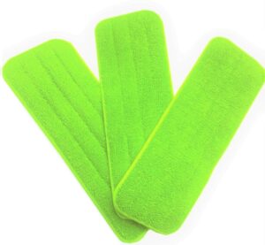 washable microfiber mop head (3 pack) - microfiber replacement mop pads 16 x 5.5 inches for cleaning of wet or dry floors - professional home/office cleaning supplies, blue