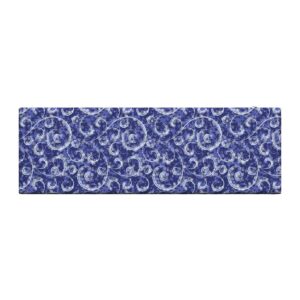 Lunarable Winter Bench Pad, Abstract Composition with Wind Swirls and Snowflakes, Standard Size HR Foam Cushion with Decorative Fabric Cover, 45" x 15" x 2", Indigo Ceil