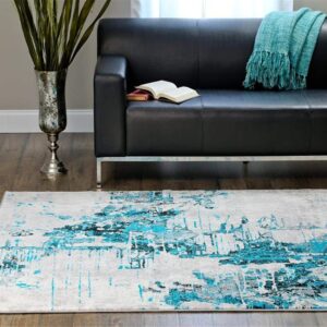 LUXE WEAVERS Contemporary Abstract Area Rug, Turquoise 8x10