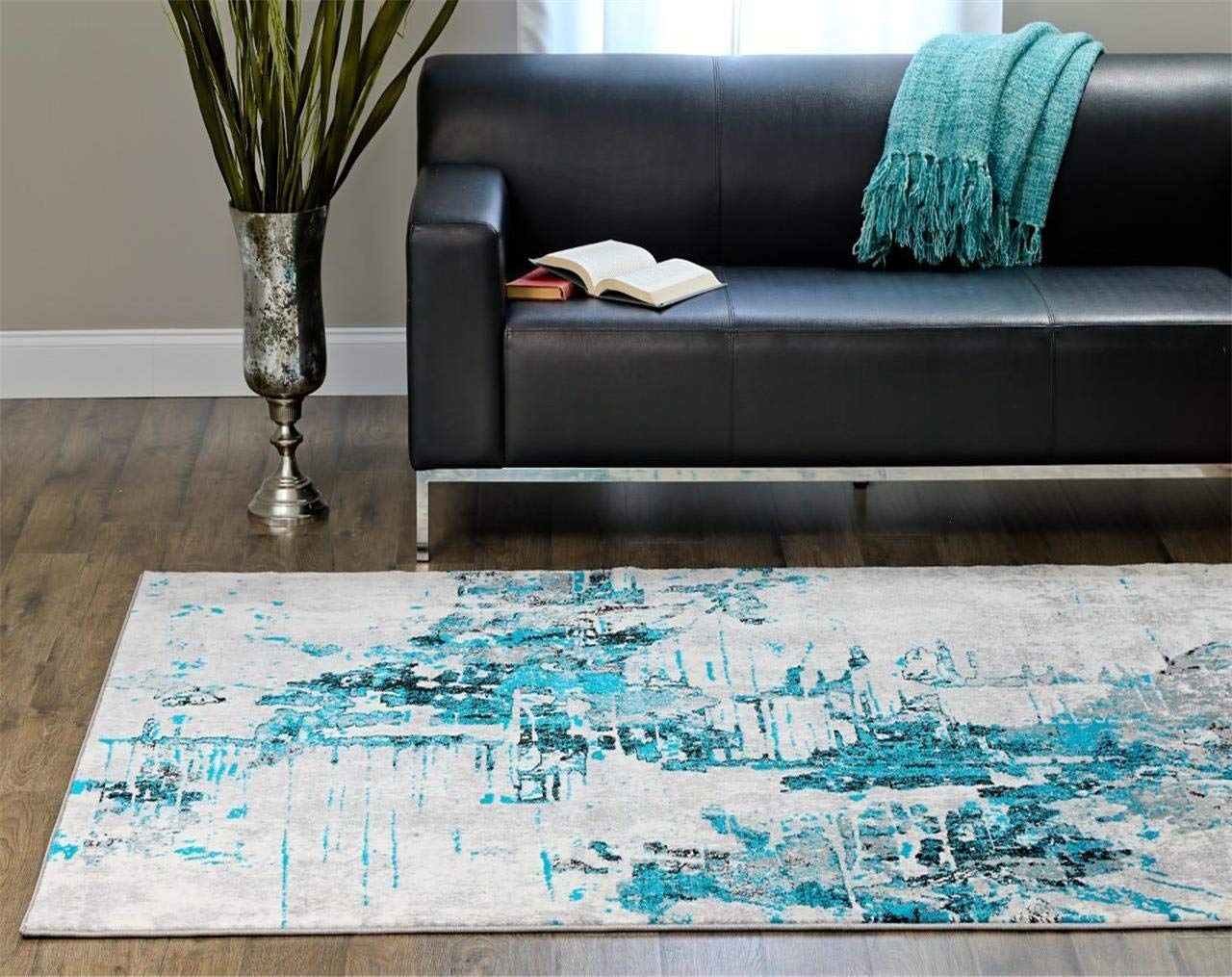 LUXE WEAVERS Contemporary Abstract Area Rug, Turquoise 8x10