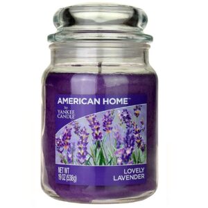 yankee candle scented fragrance candles american home collection luxury classic large 19oz glass jar 538g[lovely lavender], purple