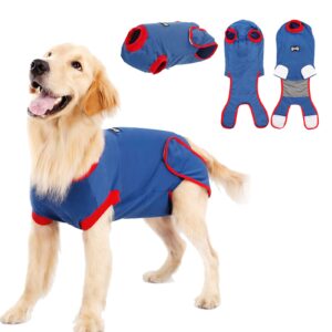 doglemi recovery suit for dogs soft breathable dog surgery suit elastic cuffs collar cotton lining for belly protection - ideal for spay neuter surgery recovery anti-licking wound, for female male dog