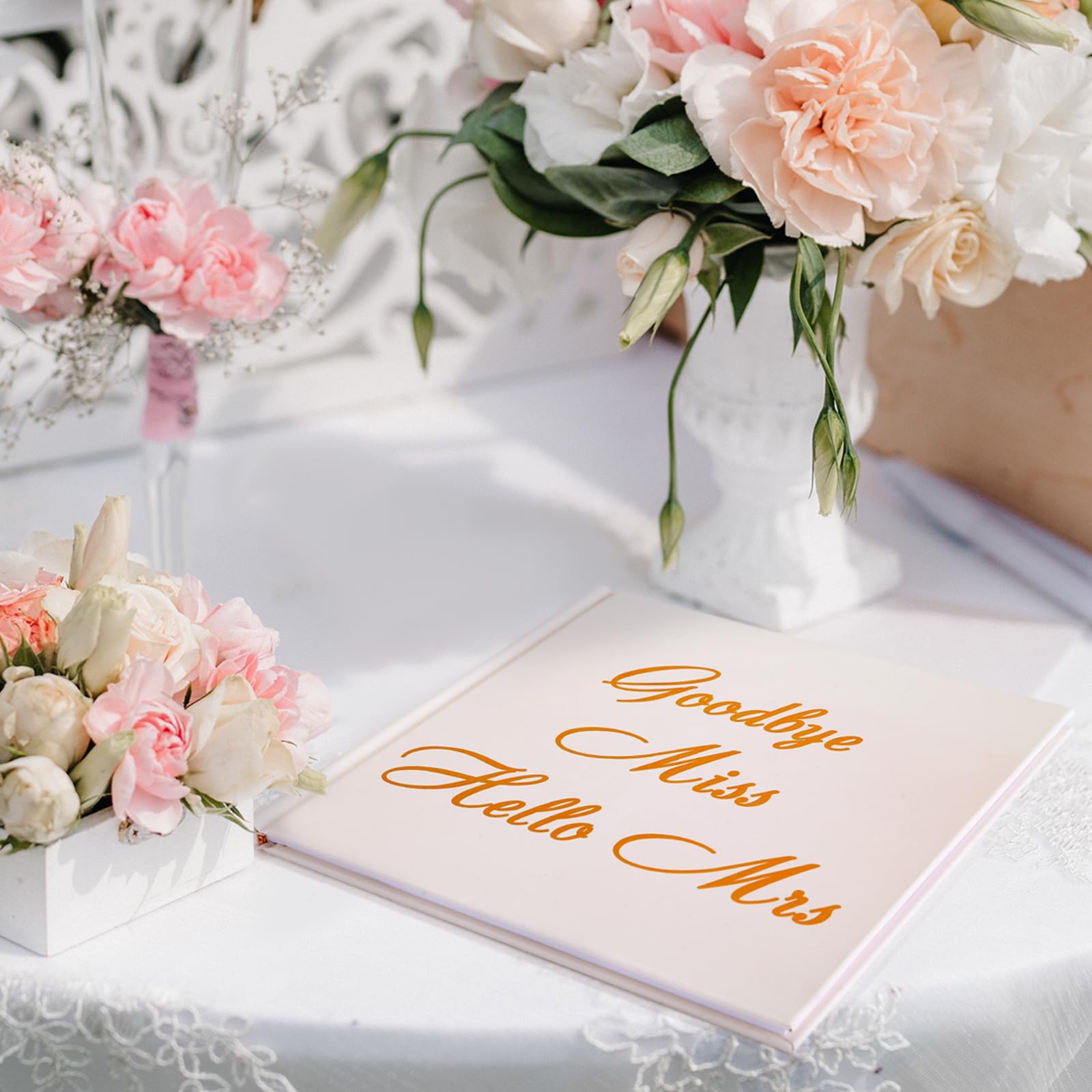 Naler Guest Book Wedding Guest Book Photo Album Hard Cover Book with Rose Gold Foil for Wedding Favors Bridal Shower Games Bachelorette Party Supplies (Pink)