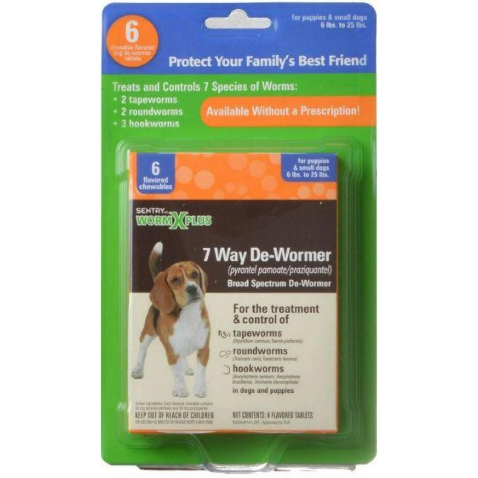 Sentry Worm X Plus 7 Way DeWormer Small Dogs (6 Count), Pack of 3