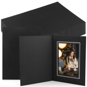 golden state art, pack of 25, 4x6 photo folders, cardboard picture frame, paper photo frame cards, greetings/invitation cards, special events: graduation, christmas, wedding(black with silver lining)