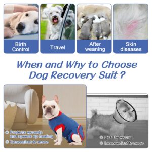 DOGLEMI Recovery Suit for Dogs Soft Breathable Dog Surgery Suit Elastic Cuffs Collar Cotton Lining for Belly Protection - Ideal for Spay Neuter Surgery Recovery Anti-Licking Wound, for Female Male Dog