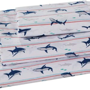 Sheet Set For Boys/Teens Grey Shark White Red Light Blue New # Grey Shark (Twin)