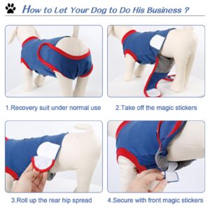 DOGLEMI Recovery Suit for Dogs Soft Breathable Dog Surgery Suit Elastic Cuffs Collar Cotton Lining for Belly Protection - Ideal for Spay Neuter Surgery Recovery Anti-Licking Wound, for Female Male Dog