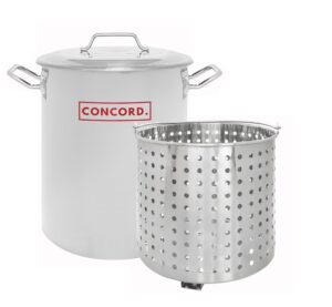 concord stainless steel stock pot w/steamer basket. cookware great for boiling and steaming (24 quart)