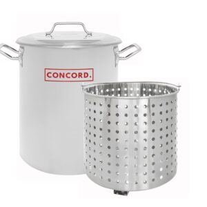 CONCORD Stainless Steel Stock Pot w/Steamer Basket. Cookware great for boiling and steaming (24 Quart)