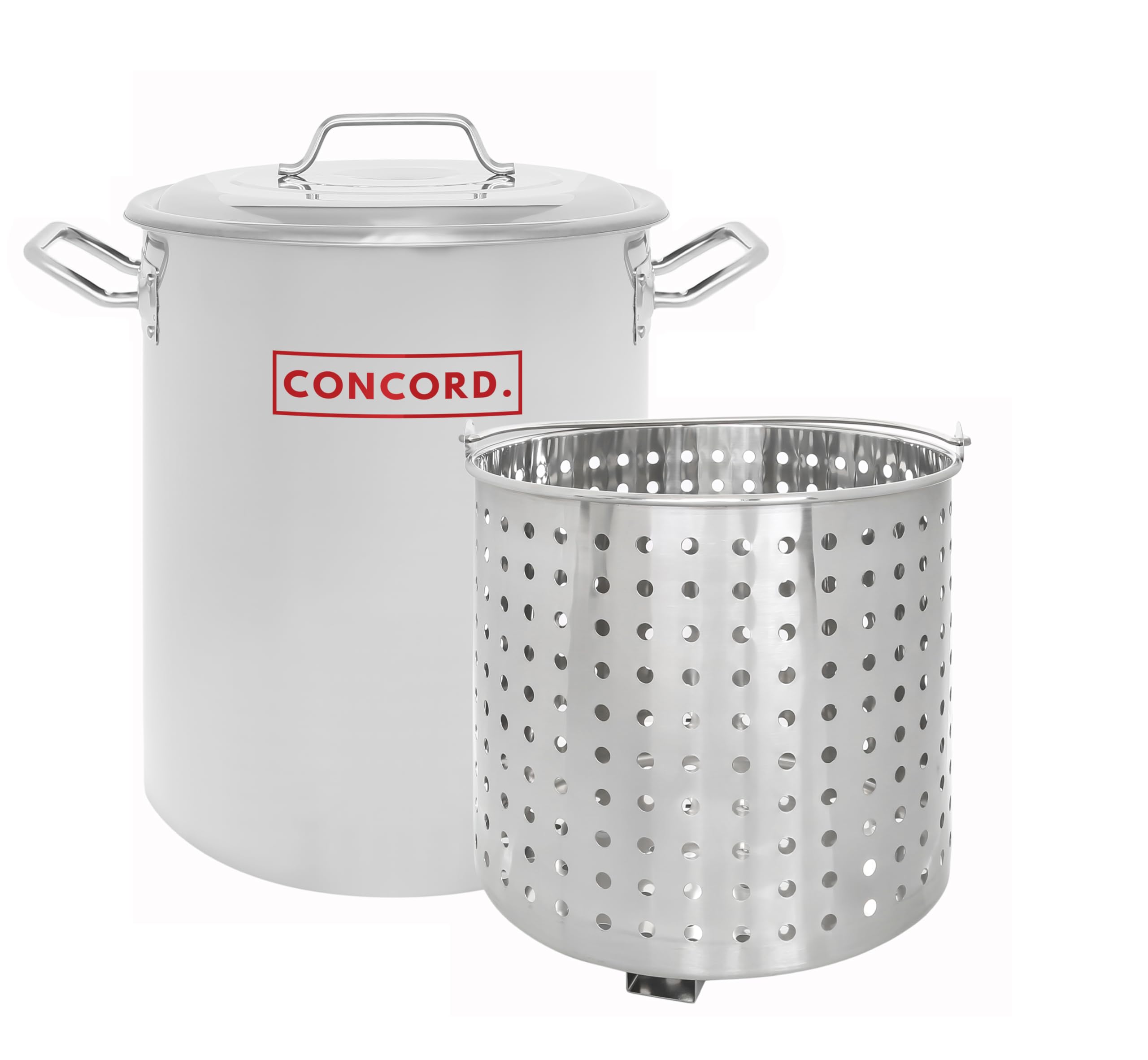 CONCORD Stainless Steel Stock Pot w/Steamer Basket. Cookware great for boiling and steaming (24 Quart)