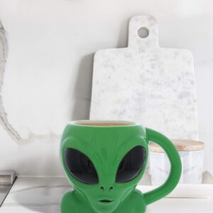 MUGNIV Novelty 3D Green Alien Mug - Cute Cute Coffee Mugs for Women and Men, Funny Coffee Mug Space Gift for Coffee Lovers, Cool Alien Head Fun Glassware Ceramic Mug for Hot and Cold Drinks - 17 Oz