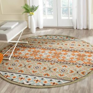 SAFAVIEH Veranda Collection Area Rug - 9' x 12', Green & Terracotta, Boho Design, Non-Shedding & Easy Care, Indoor/Outdoor & Washable-Ideal for Patio, Backyard, Mudroom (VER093-0742)