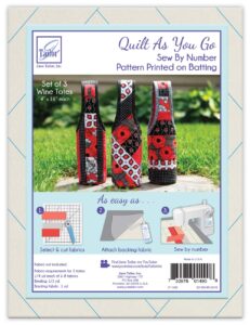 junmn quilt as you go wine totes sew by number, white