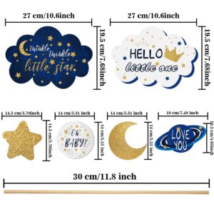 24 Pcs Twinkle Small Star Centerpiece Sticks for Baby Shower Star Party Table Toppers Birthday Party Decoration Moon Decoration Glitter Star Centerpieces Birthday Party Supplies