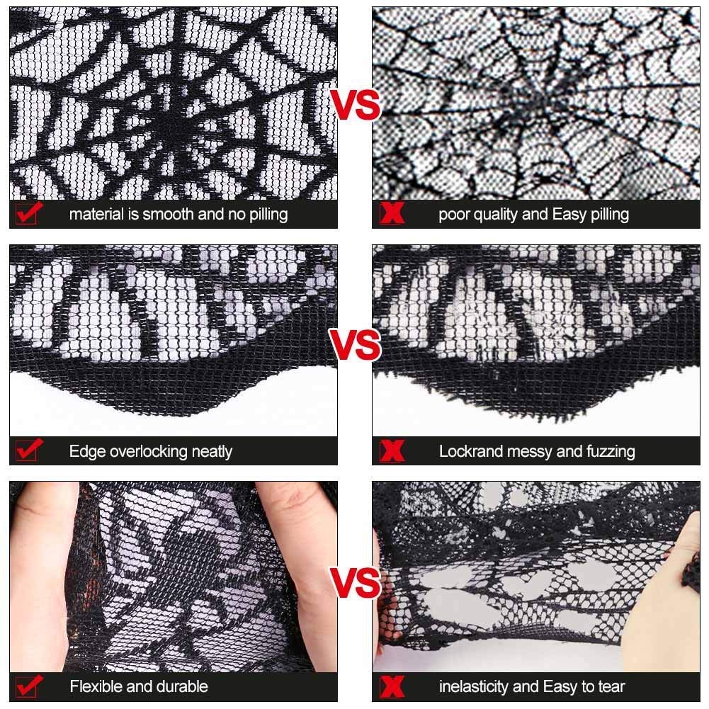 Rectangular Halloween Tablecloth, Halloween Bat Spider Web Tablecloth Decor, Black Lace Tablecloth Bat Cobweb Table Cover for Halloween Party Décor Dinner Spooky Meals Decoration, 60" x 104"